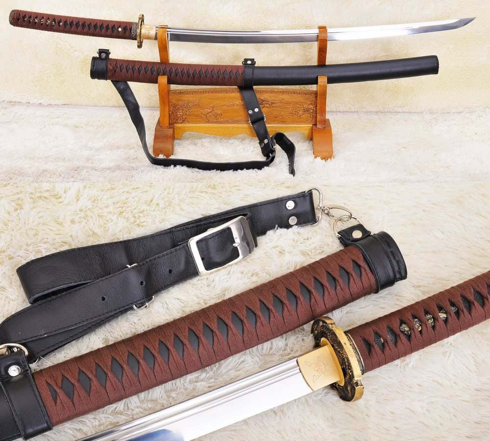 Hand Forged 1095 High Carbon Steel Unokubi Zukuri Katana Leather Saya w ...