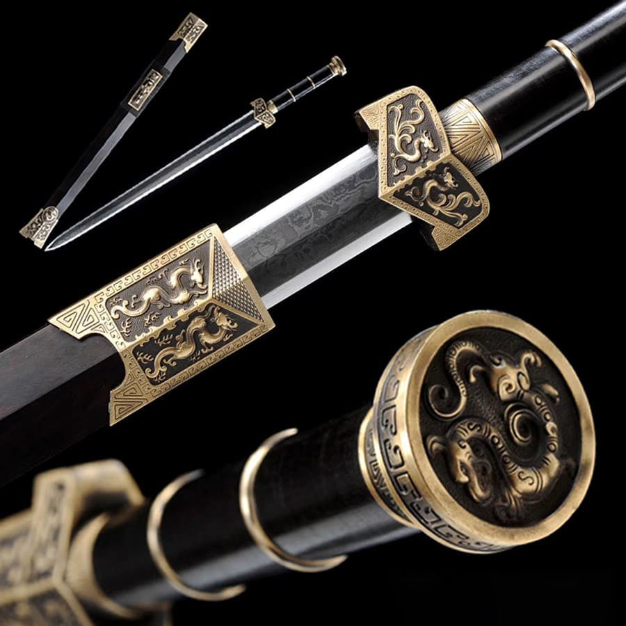 Warring States Dragon Jian Hand Forged Folded Steel Blade Battle Ready ...