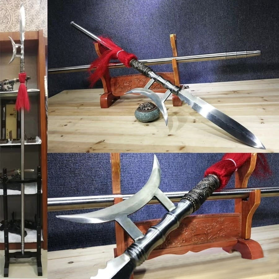 Three Kingdoms Chinese Halberd Qiang Spear Hand Forged Folded Steel ...