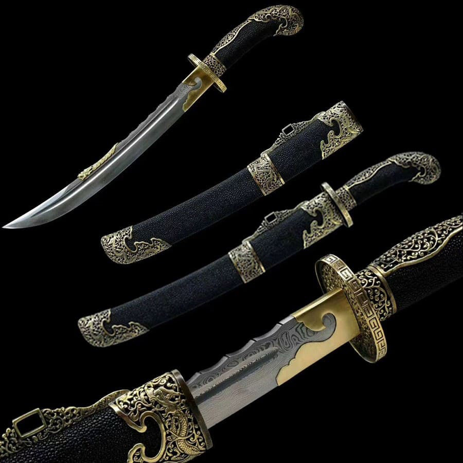Qing Dao Folded Steel Blade Full Stingray Skin Wrap Chinese Martial ...