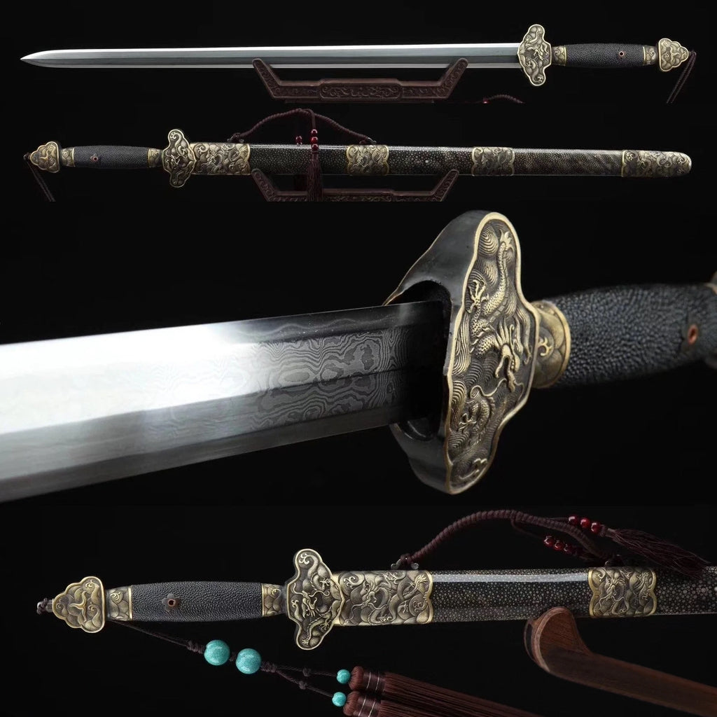 Jade Dragon Qiang Jian Hand Forged Clay Tempered Folded Steel Blade ...