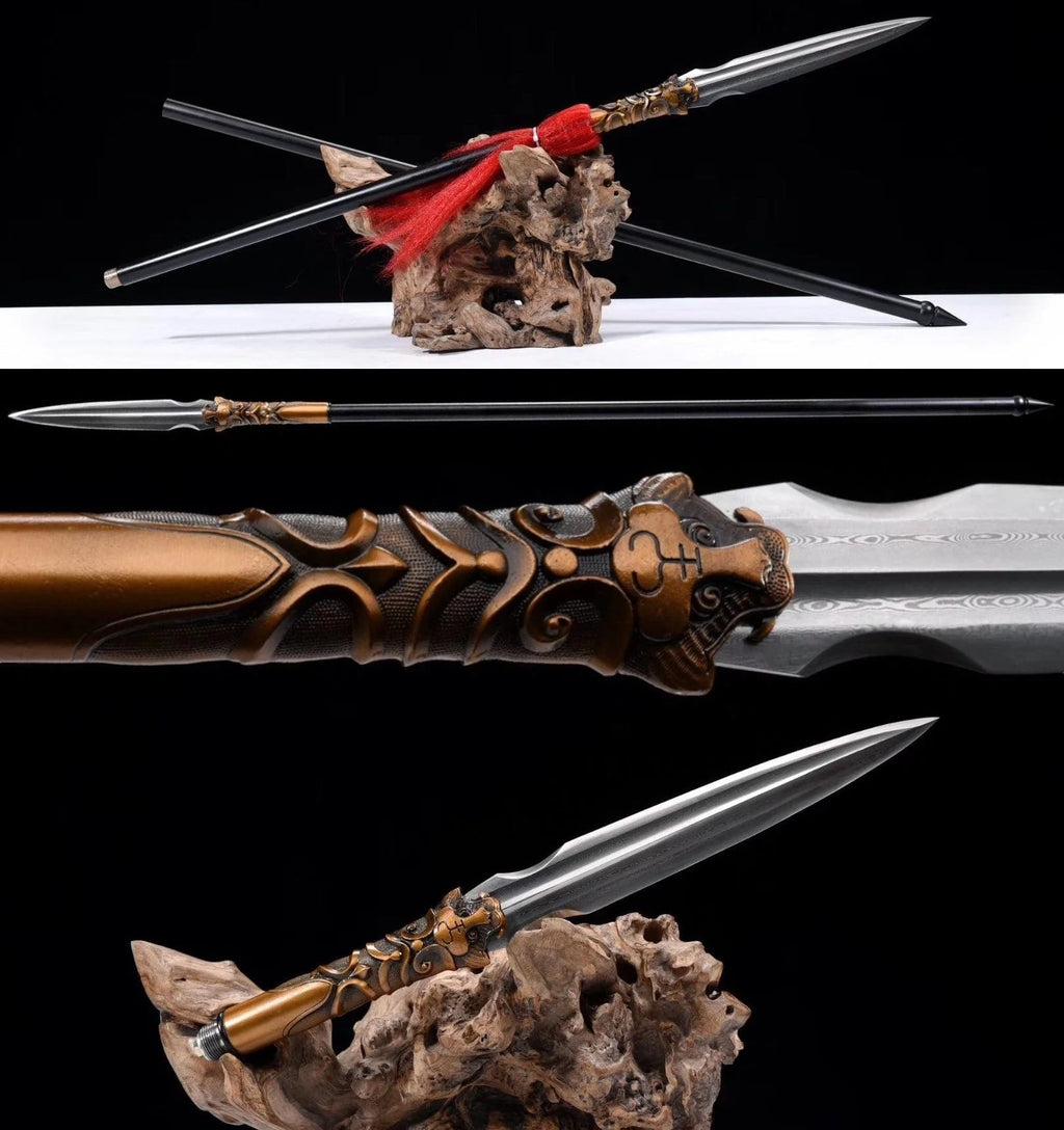 Chinese Tiger Spear Martial Arts Kung Fu Qiang Hand Forged Double-Edged ...