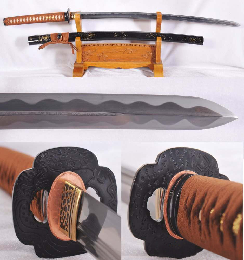 Kogarasu Maru Hand Forged Folded Steel Double Edge Blade Samurai Sword ...