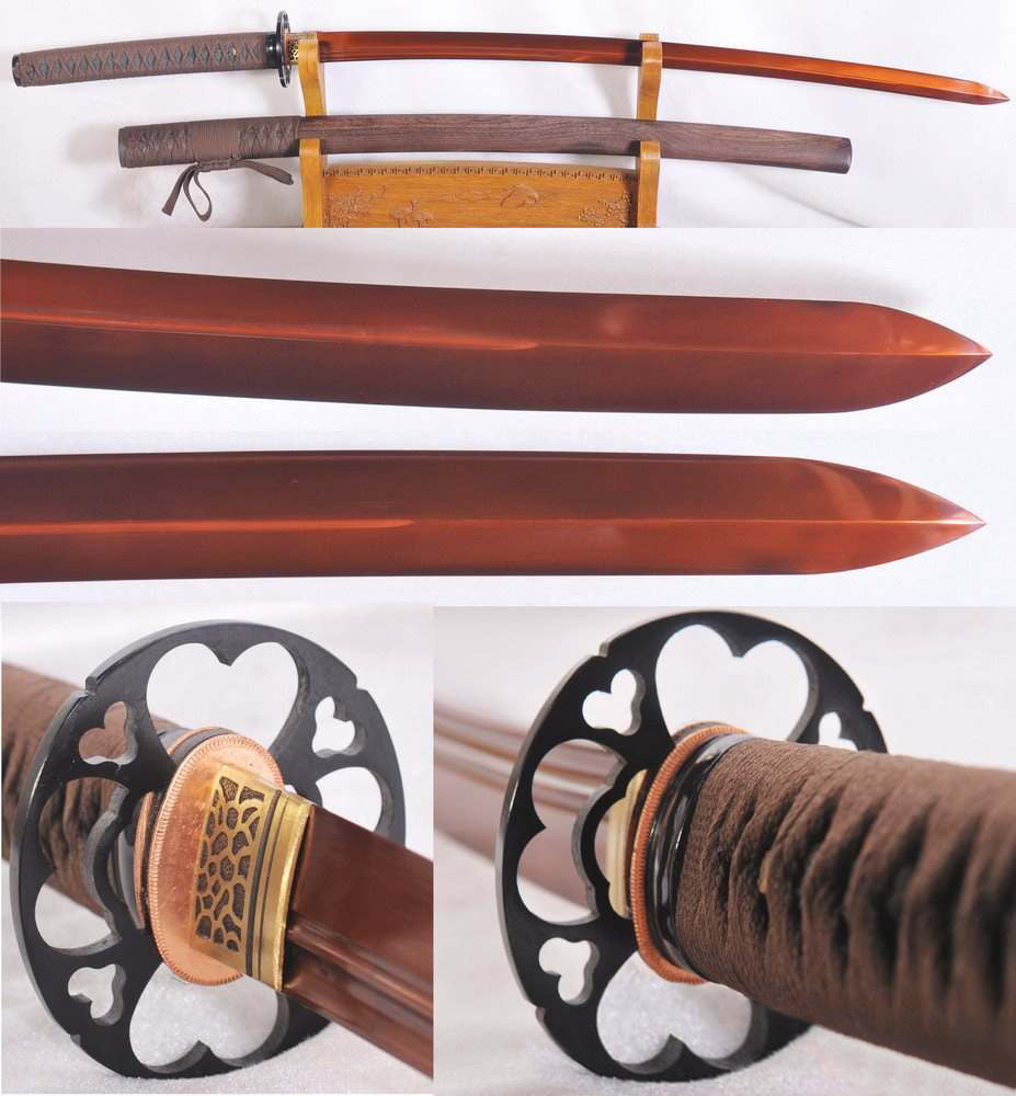 Little Crow 1095 High Carbon Red Steel Double-Edged Katana Kogarasu ...