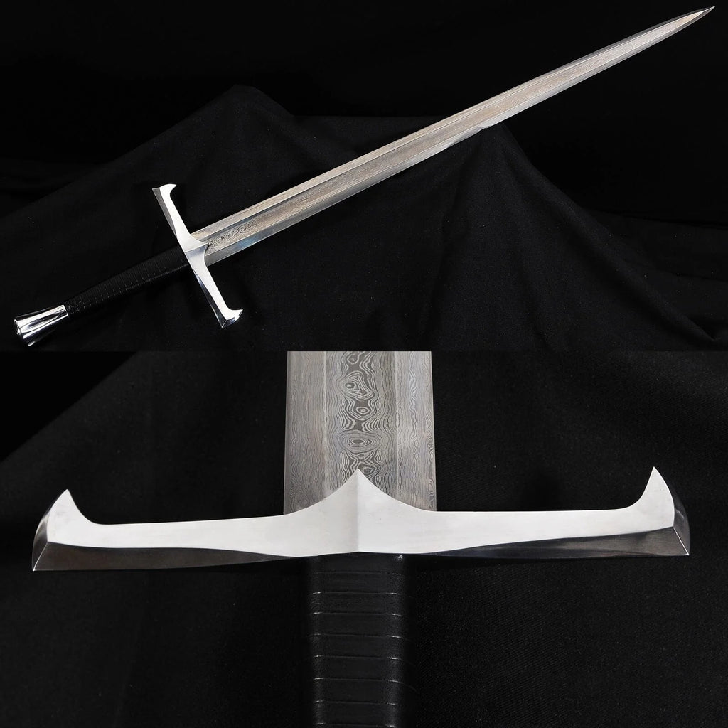 Hand Forged Folded Damascus 1095 Steel Medieval Feudal European ...