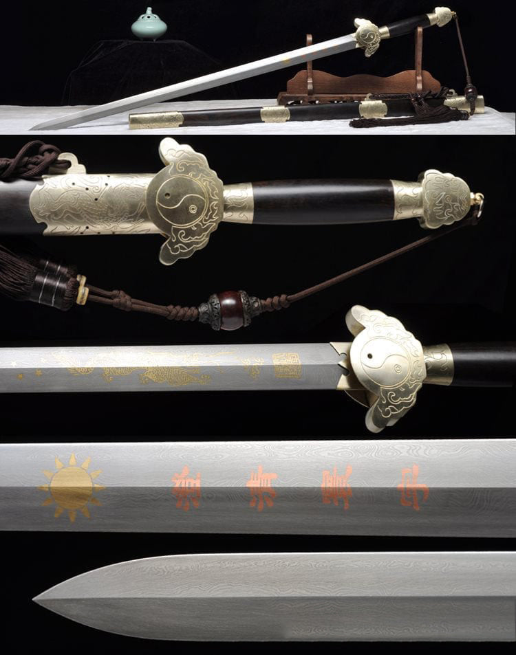 Seven Star Sword Damascus Steel Blade Kung Fu Chinese Martial Arts Yin ...