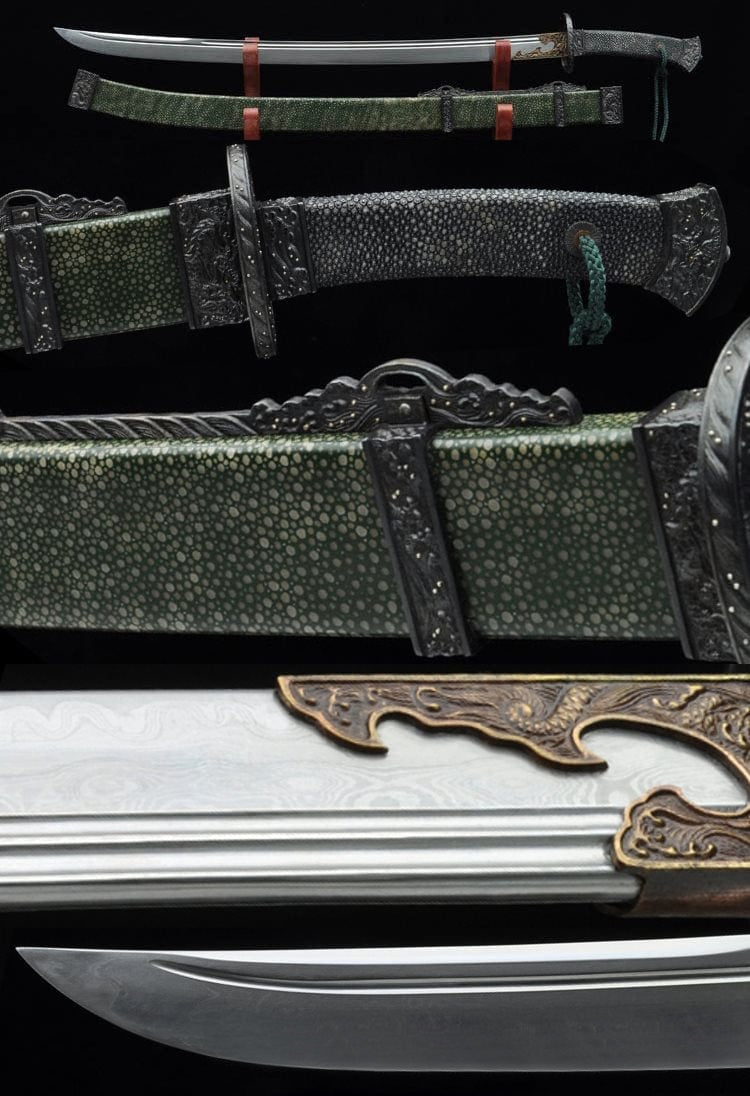 Green Dragon Chinese Sword Clay Tempered & Folded Steel Blade Full ...