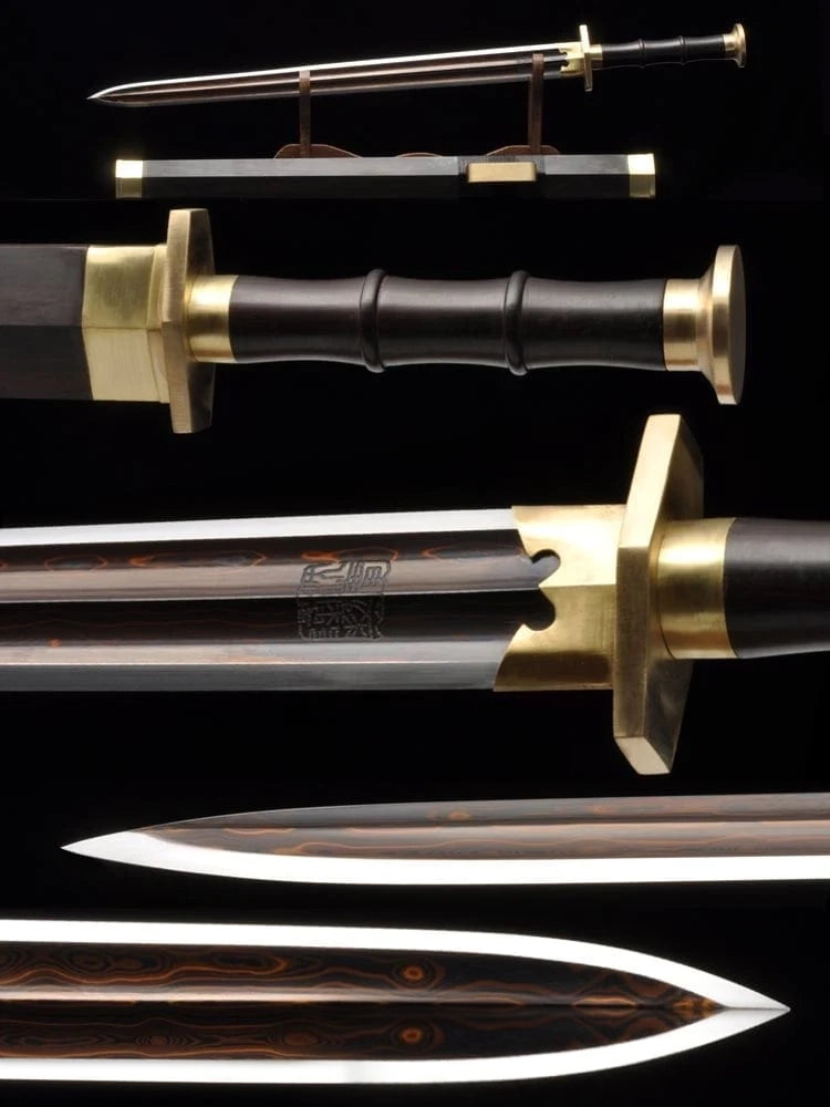 Classic Han Dynasty Jian Hand Forged Red Folded Steel Blade Chinese ...