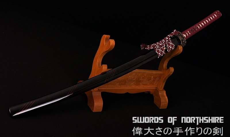 Hand Forged Folded Damascus Steel Clay Tempered Blood Dragon Katana ...