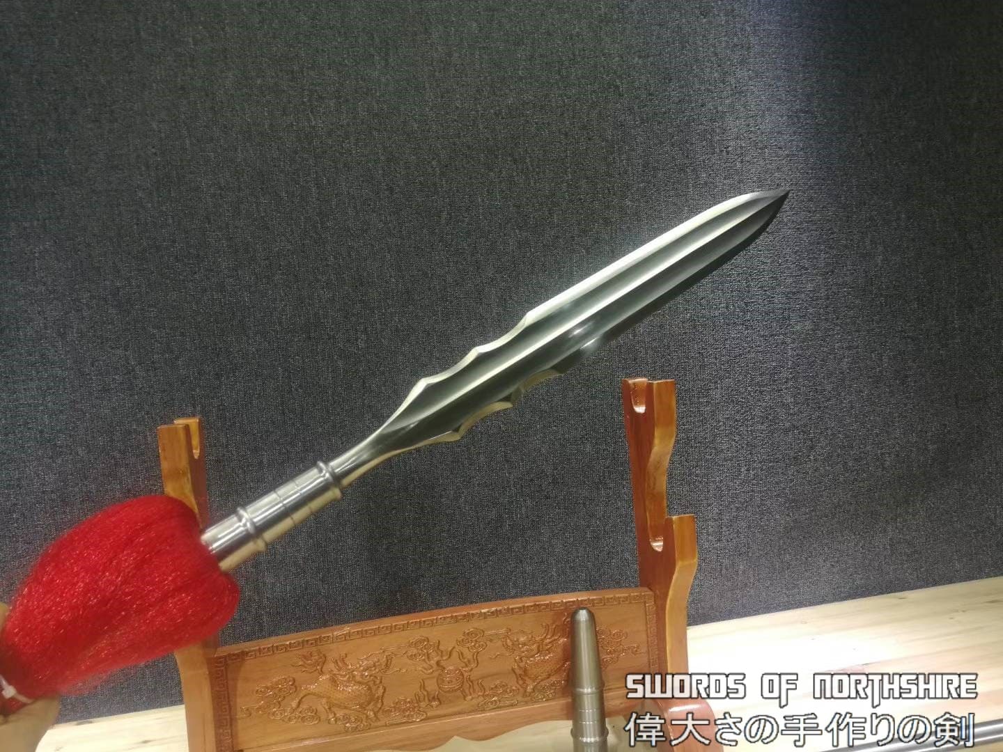 Chinese Qiang Spear Martial Arts Hand Forged Folded Damascus Steel ...