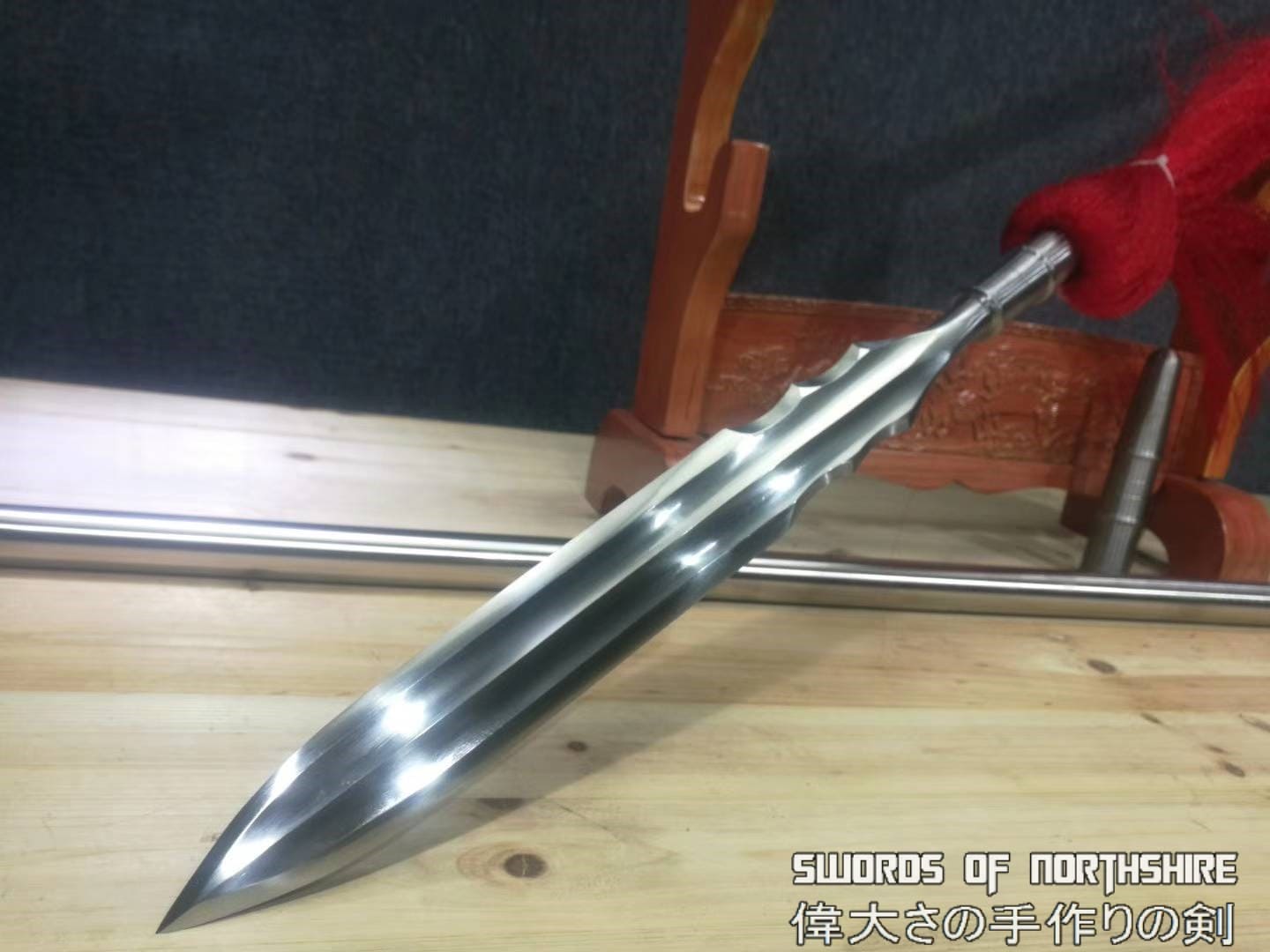Chinese Qiang Spear Martial Arts Hand Forged Folded Damascus Steel ...