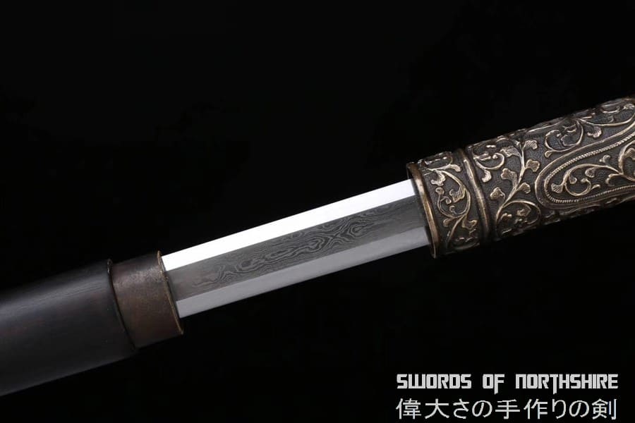 Lion Head Walking Stick Cane Sword Hiking Folded Steel Blade Jian Hand ...