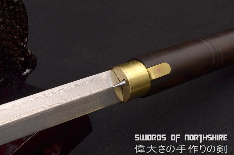 Walking Stick Cane Sword Folded Damascus Steel Hiking Lock Mechanism ...