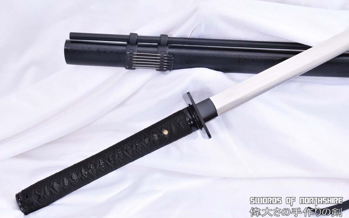 High Carbon 1095 Hand Forged Steel Black Ninja Chokuto Sword with Blow ...