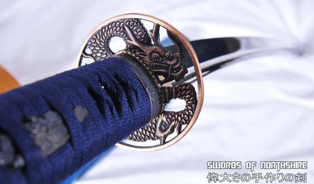 Hand Forged Folded Steel Katana & Wakizashi Blue Dragon Samurai Sword Set