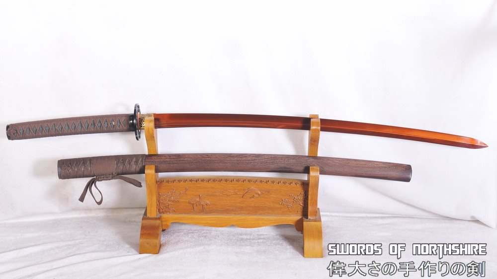 Little Crow 1095 High Carbon Red Steel Double-Edged Katana Kogarasu ...