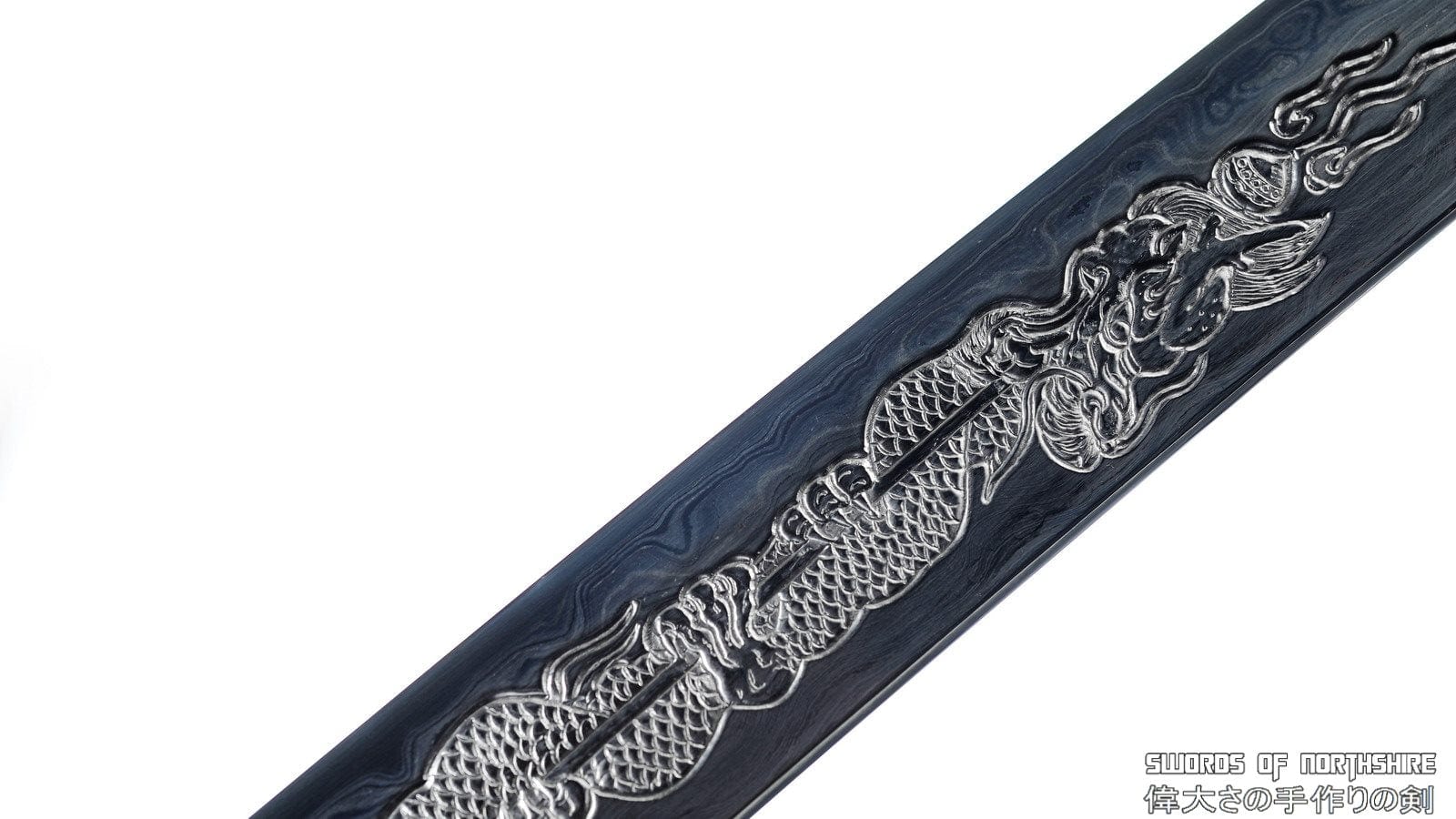 Hand Forged Folded Damascus 1095 Steel Hand-Engraved Dragon Samurai ...