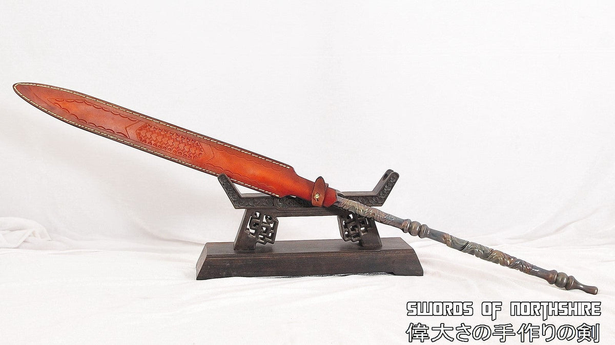 S?jutsu Hoko Yari Straight Japanese Spear Black Folded Steel Blade 39 ...