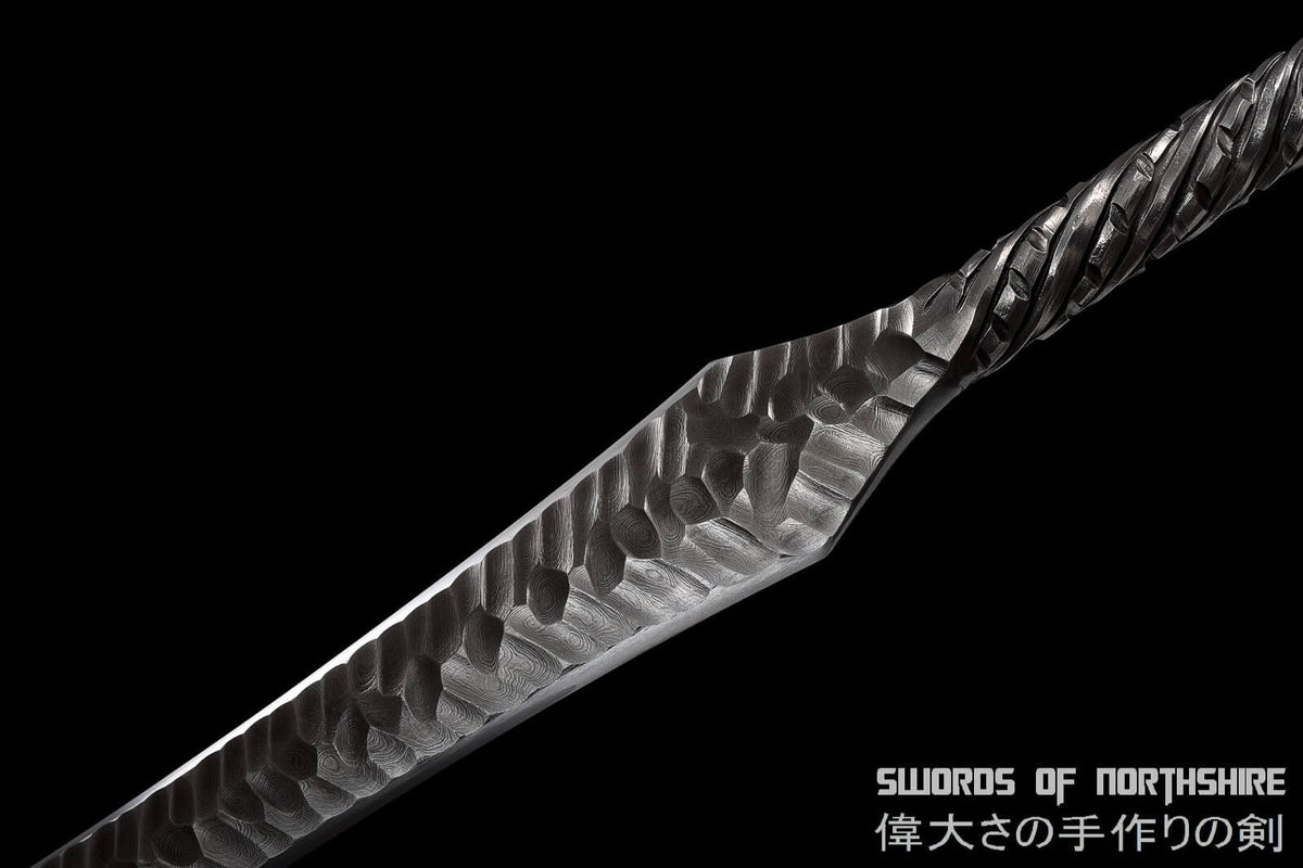 Sojutsu Japanese 35" Spear Hand Forged Hammer Marks Folded Steel w ...