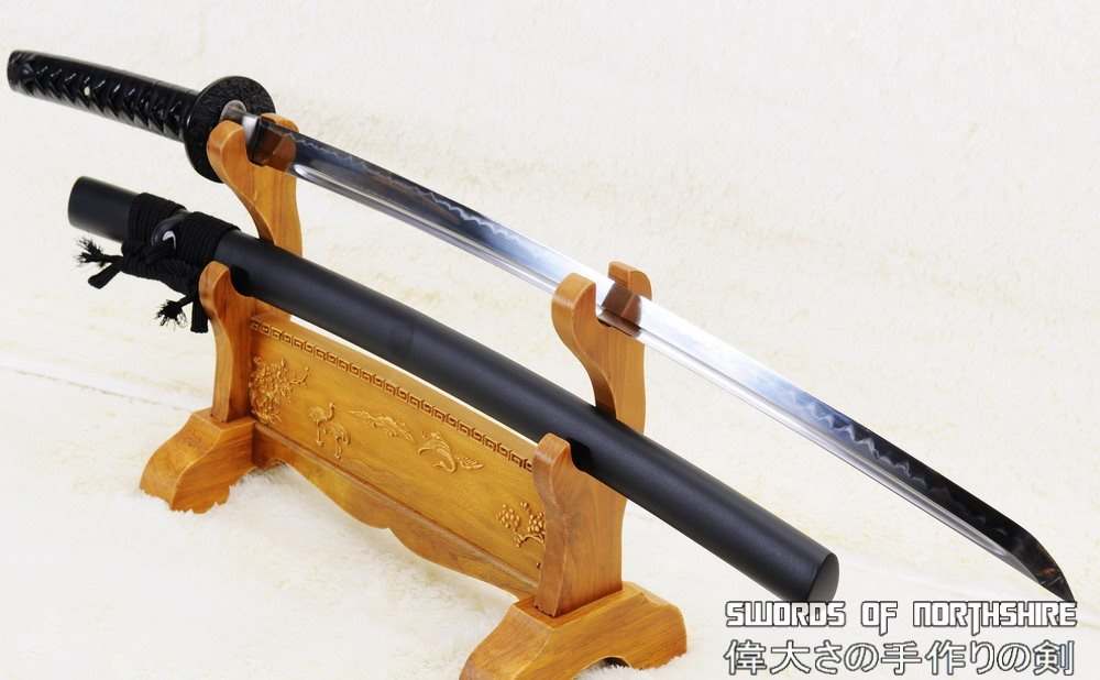 Clay Tempered 1095 High Carbon Steel All Black Samurai Katana Sword
